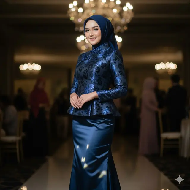7 Model Gamis Navy Elegan Cocok untuk Pesta Malam yang Sedang Tren di ...