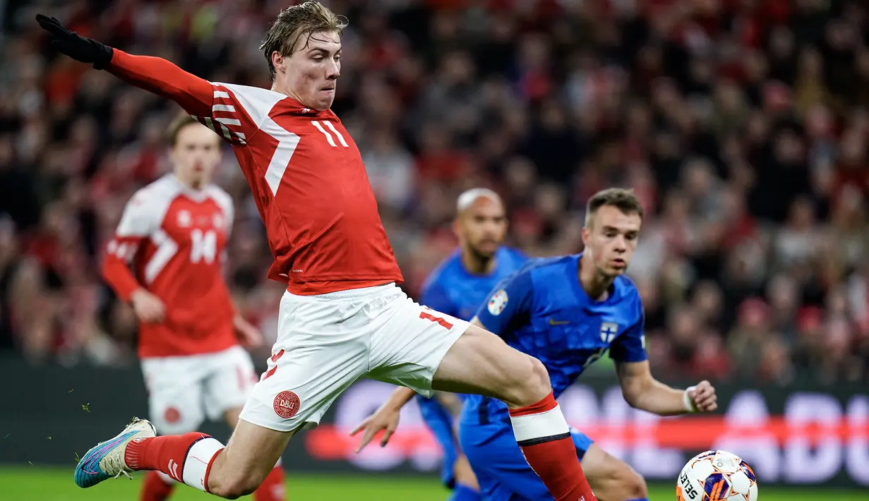 Foto: Sebaran Gol Rasmus Hojlund, Striker Denmark Top Skor Sementara Kualifikasi Euro 2024 yang ...