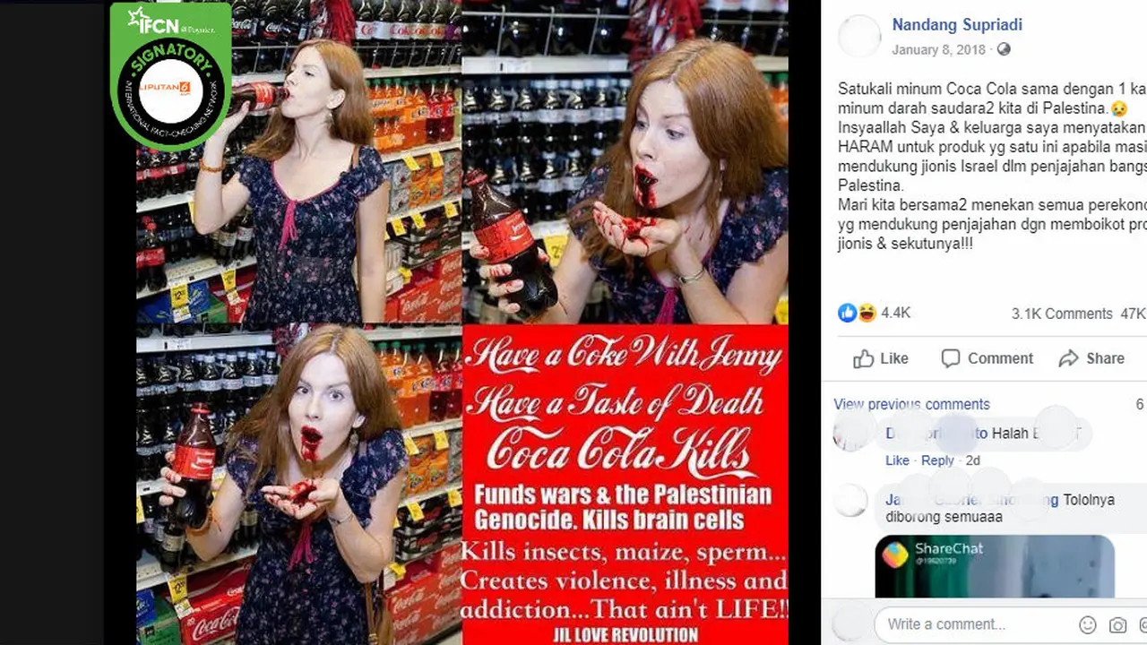 Cek Fakta: Minum Coca-Cola Diklaim Sama dengan 'Minum Darah' Warga ...