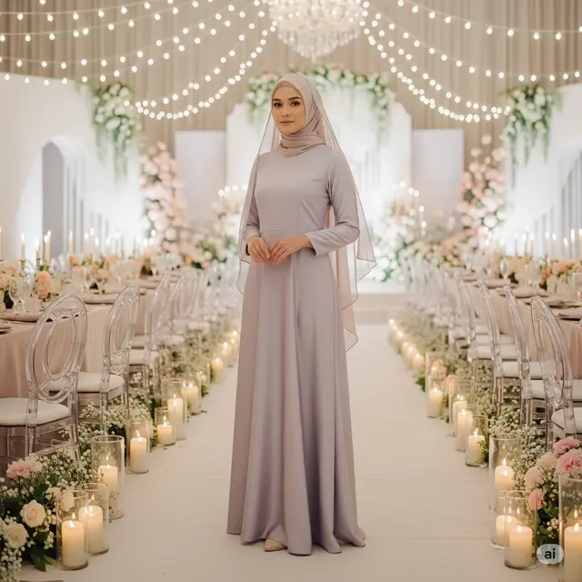 10 Model Gaun Maxi Pesta Muslimah Satin Pastel Terbaru, Anggun nan Syar ...