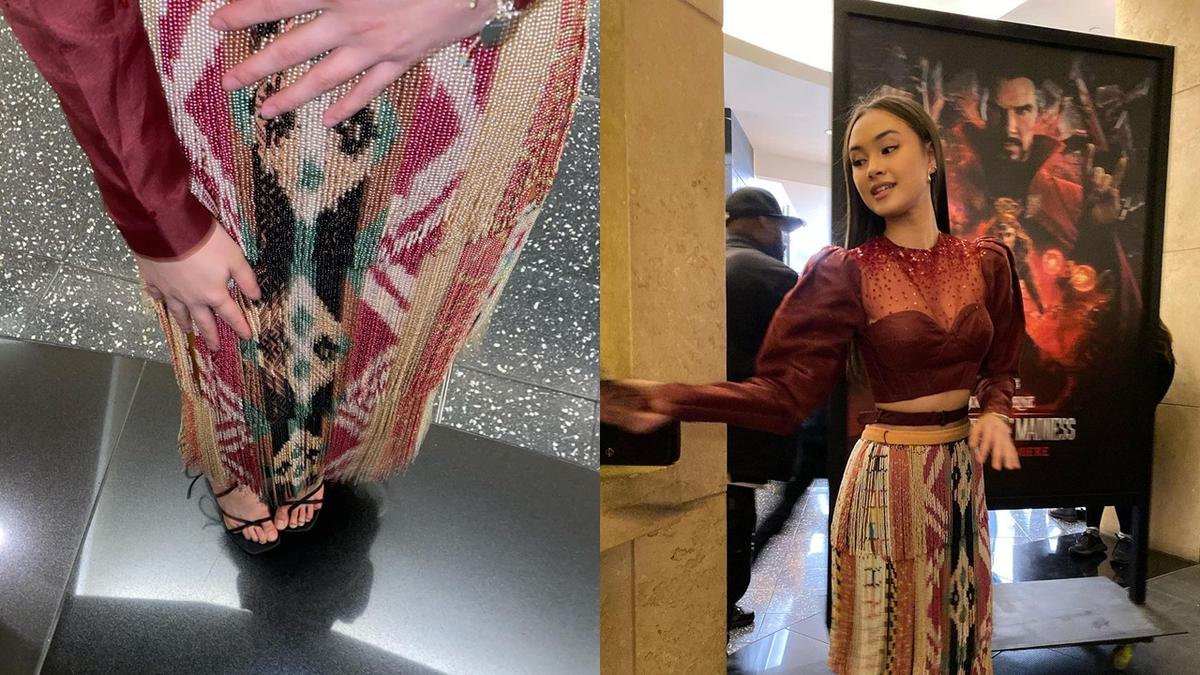 6 Potret Caitlin Halderman di Gala Premiere Dr Strange 2, Roknya Curi ...