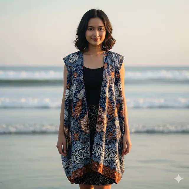 10 Contoh Model Outer Batik Kekinian Tanpa Lengan Terbaru 2025, Bikin ...