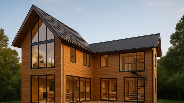 7 Rumah Kayu Modern Minimalis Leter L dengan Atap Asimetris, Bikin ...