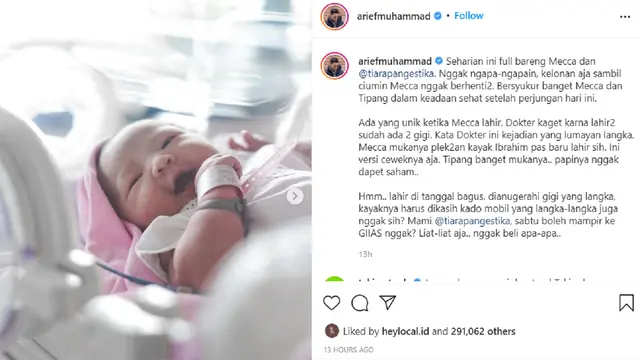Anak Kedua Arief Muhammad Lahir dengan Kondisi Langka - ShowBiz ...