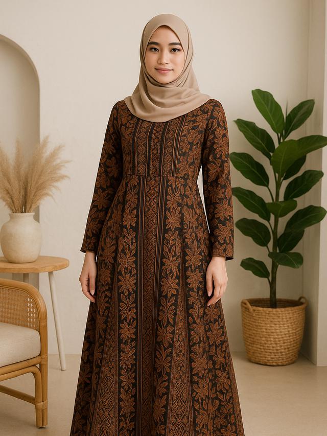 7 Model Gamis Batik Kekinian untuk Berat 50 Kg, Nyaman dan Bikin Tampak ...