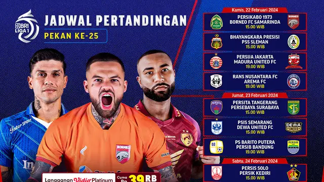 Jadwal Live Streaming BRI Liga 1 2023/2024 Matchday 25 di Vidio - Indonesia Bola.com