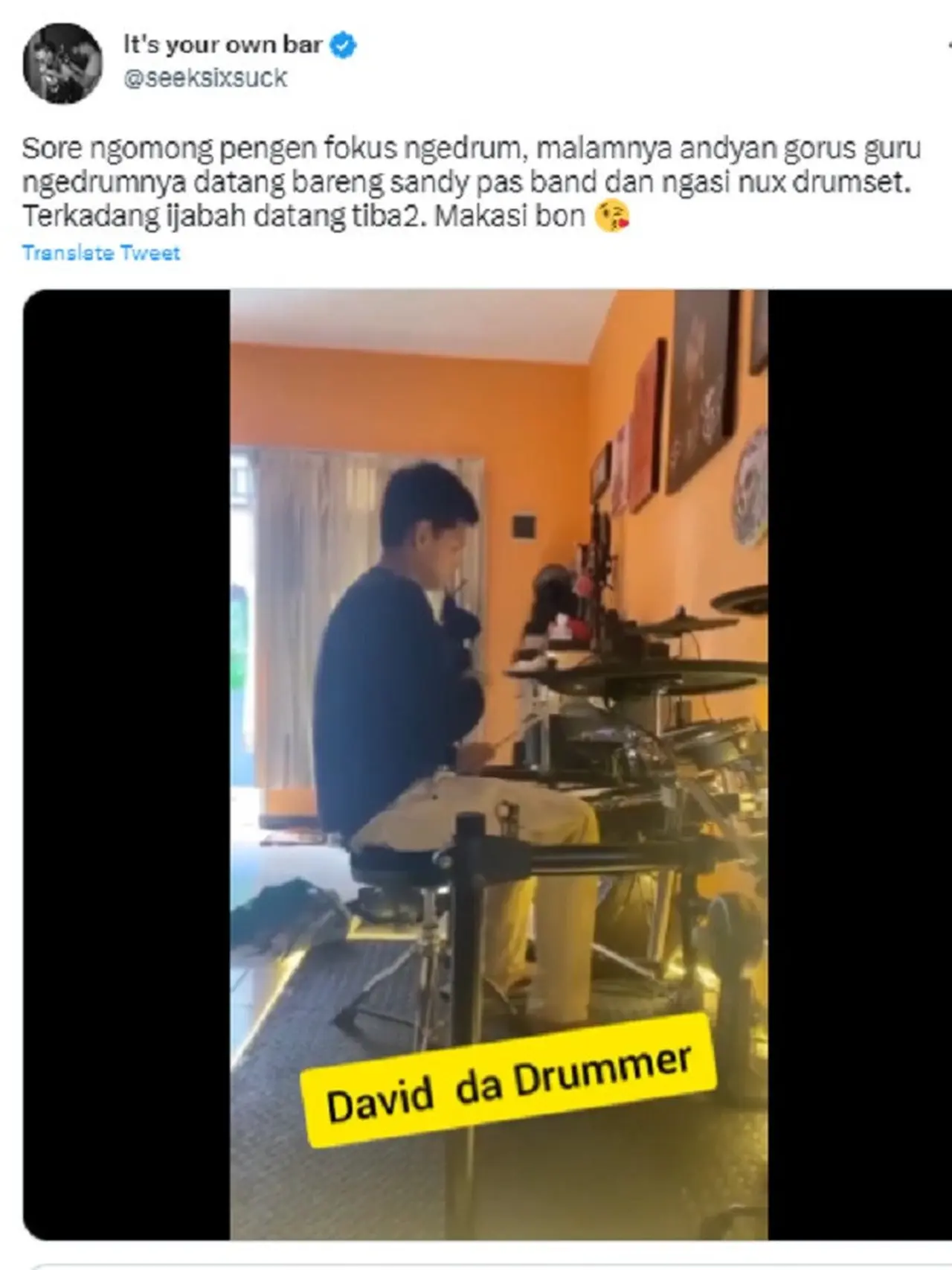 Sandy Pas Band Beri Hadiah Drum dan Janji Ajari David Ozora Latihan ...