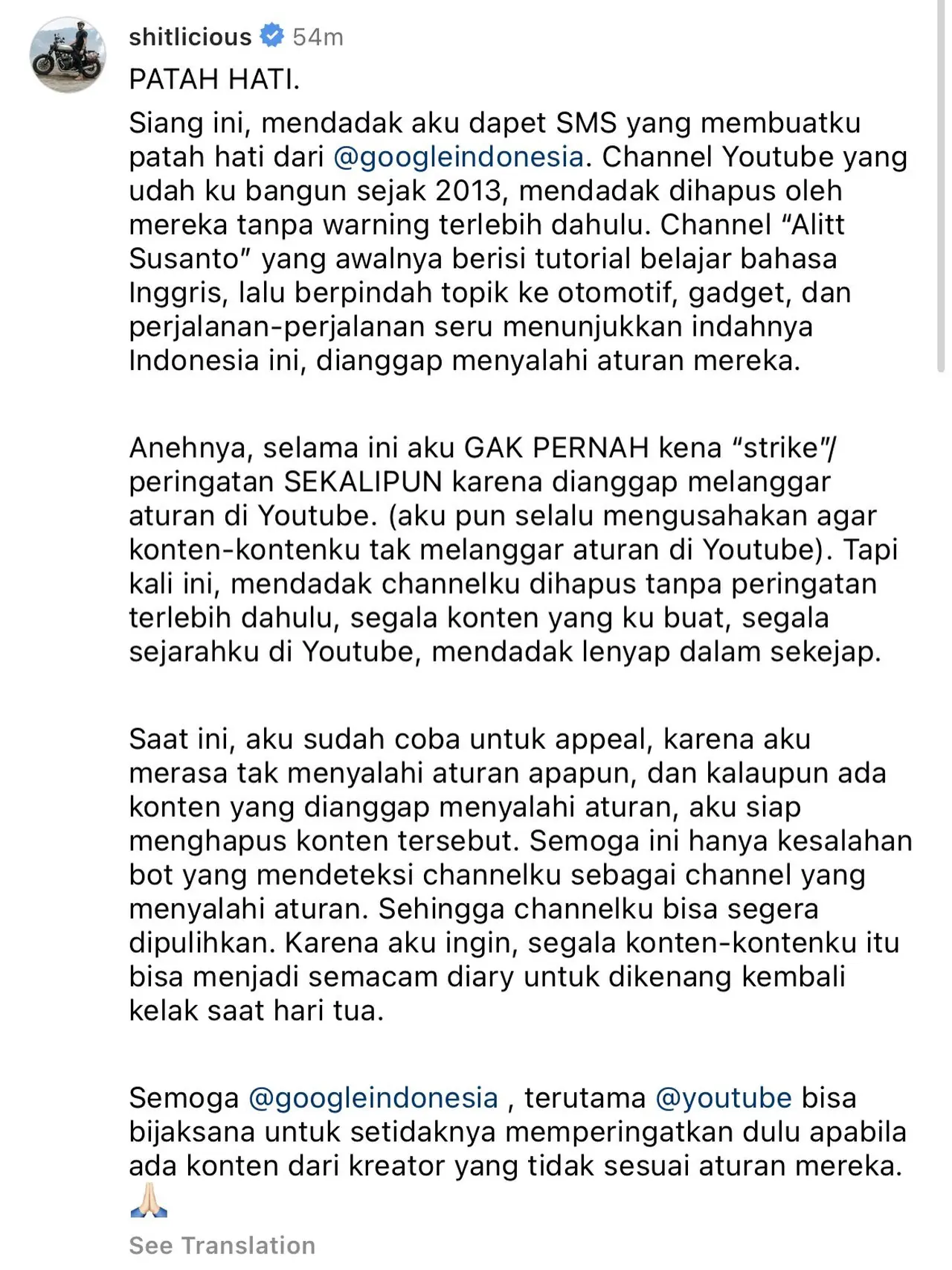 Penulis Alitt Susanto Patah Hati, Kanal YouTube yang Sudah Dibangun ...