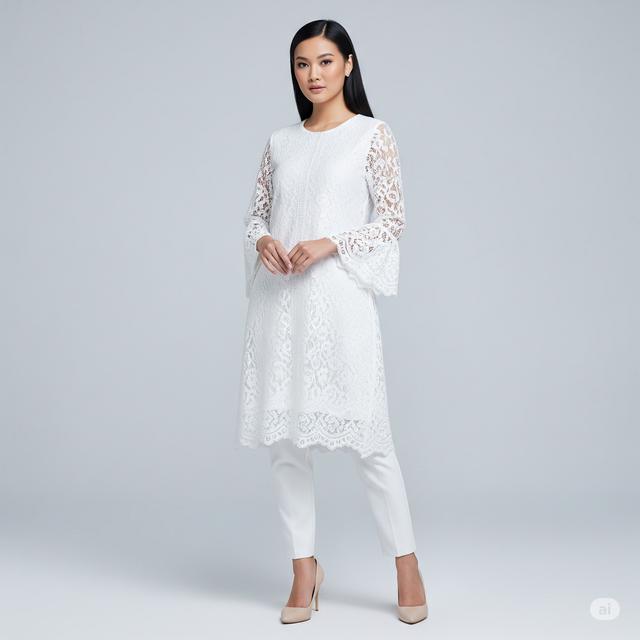 9 Model Atasan Brokat Putih Lengan Panjang untuk Wanita Kekinian ...