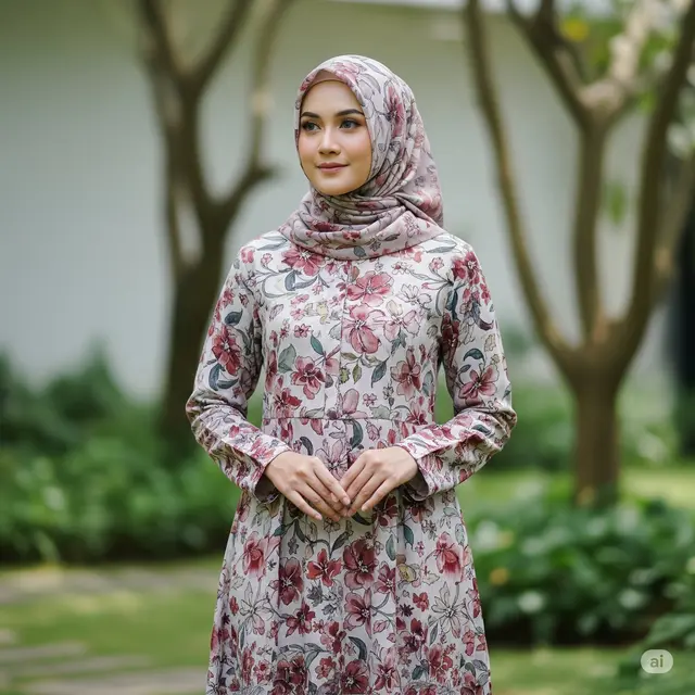 10 Gamis Muslimah Motif Bunga Besar Paling Adem 2025, Stylish & Anti ...