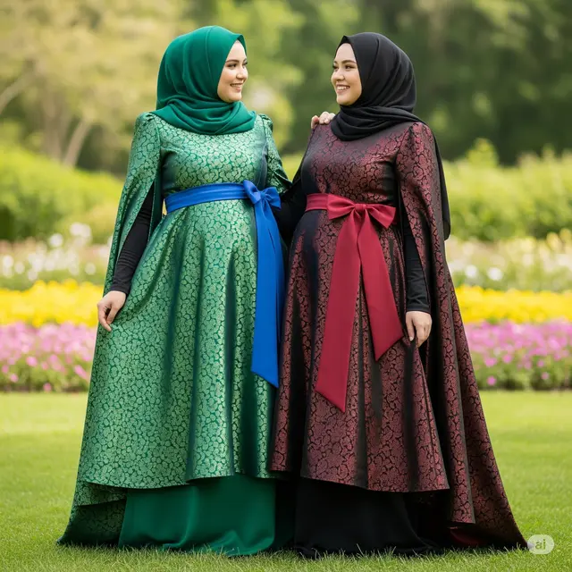 10 Rekomendasi Model Gamis Brokat untuk Perut Buncit, Tetap Tampil ...