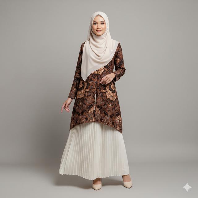 7 Model Gamis Batik Kombinasi Kain Polos Tren 2025, Tampil Anggun dan ...
