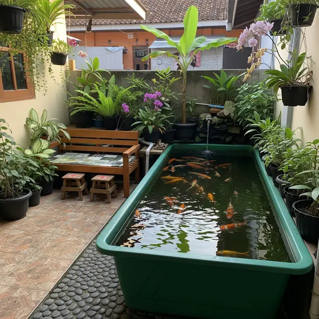 6 Desain Kolam Ikan dari Bak Fiber untuk Anak Belajar Pelihara Ikan ...