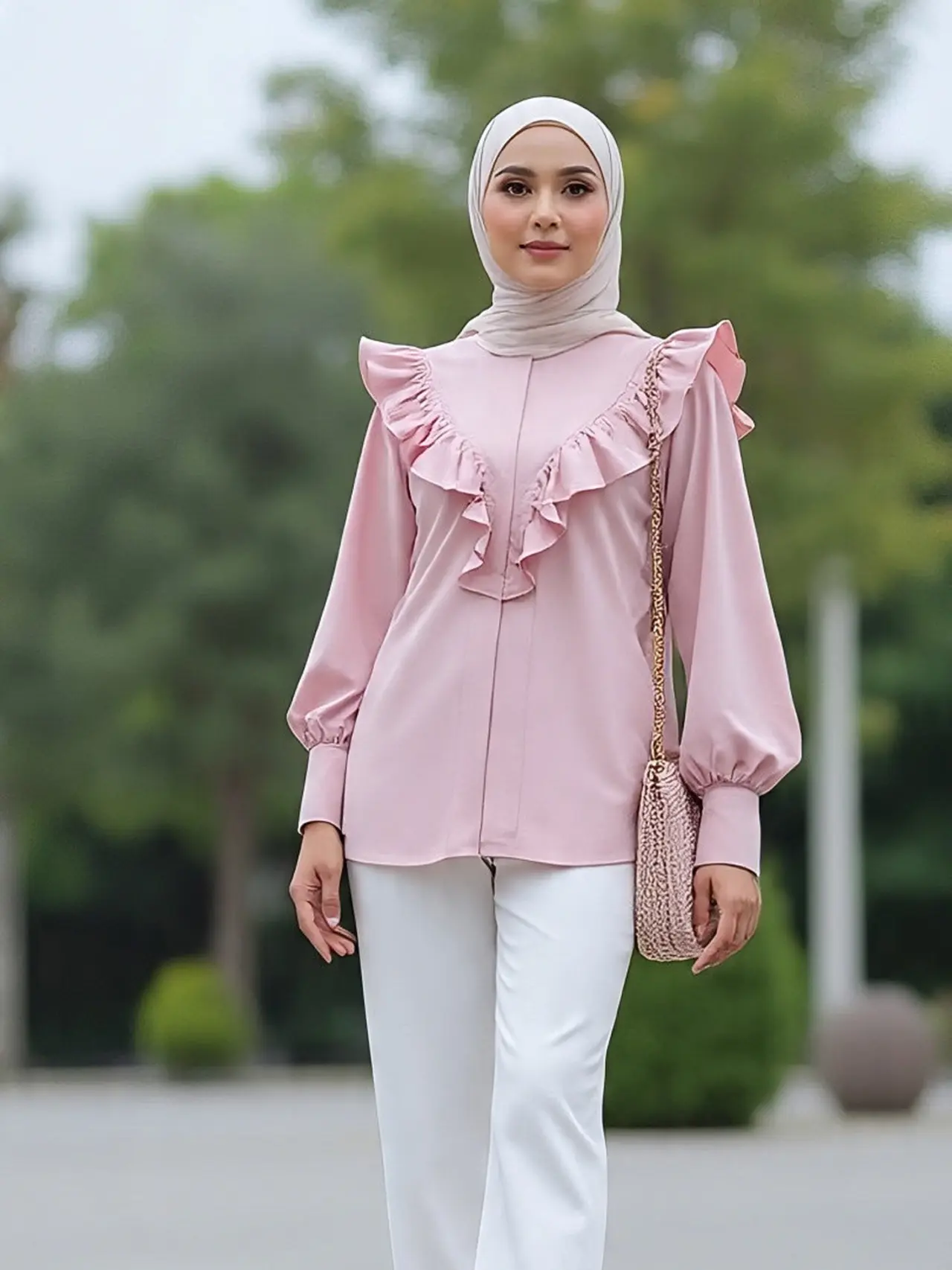 8 Model Blouse dan Tunik Lengan Balon 2025, OOTD Hijab Simpel yang ...