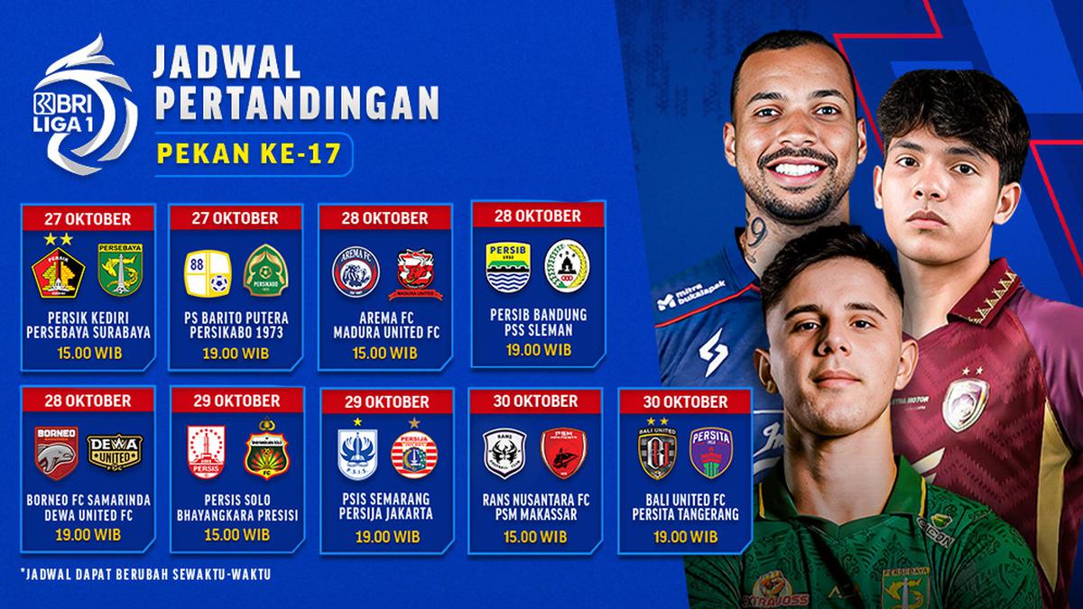 Jadwal dan Link Streaming BRI Liga 1 Pekan 17 di Vidio - Indonesia Bola.com