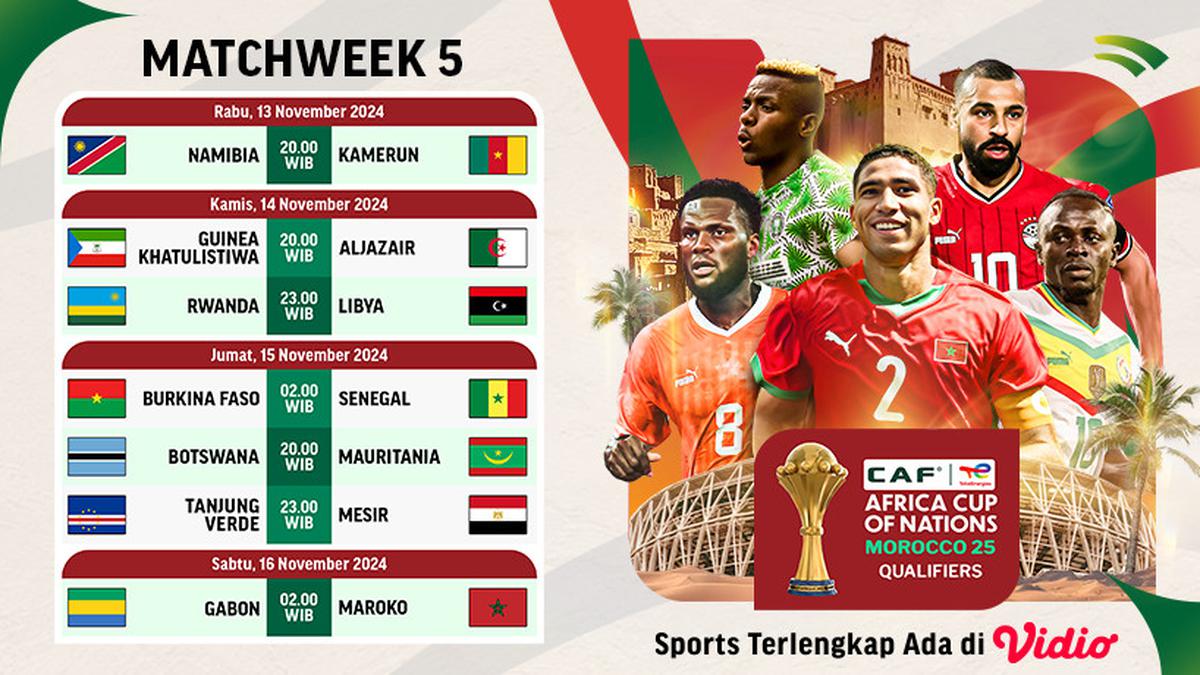 Jadwal dan Link Live Streaming AFCON 2025 Qualifiers Matchweek 5 di Vidio - On Off Liputan6.com
