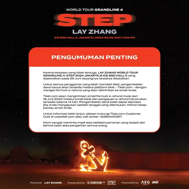 Konser Lay Zhang EXO STEP di Jakarta Resmi Batal - ShowBiz Liputan6.com