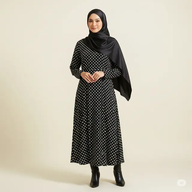 8 Model Gamis Midi Dress Motif Terbaru 2025 untuk Acara Semi Formal ...