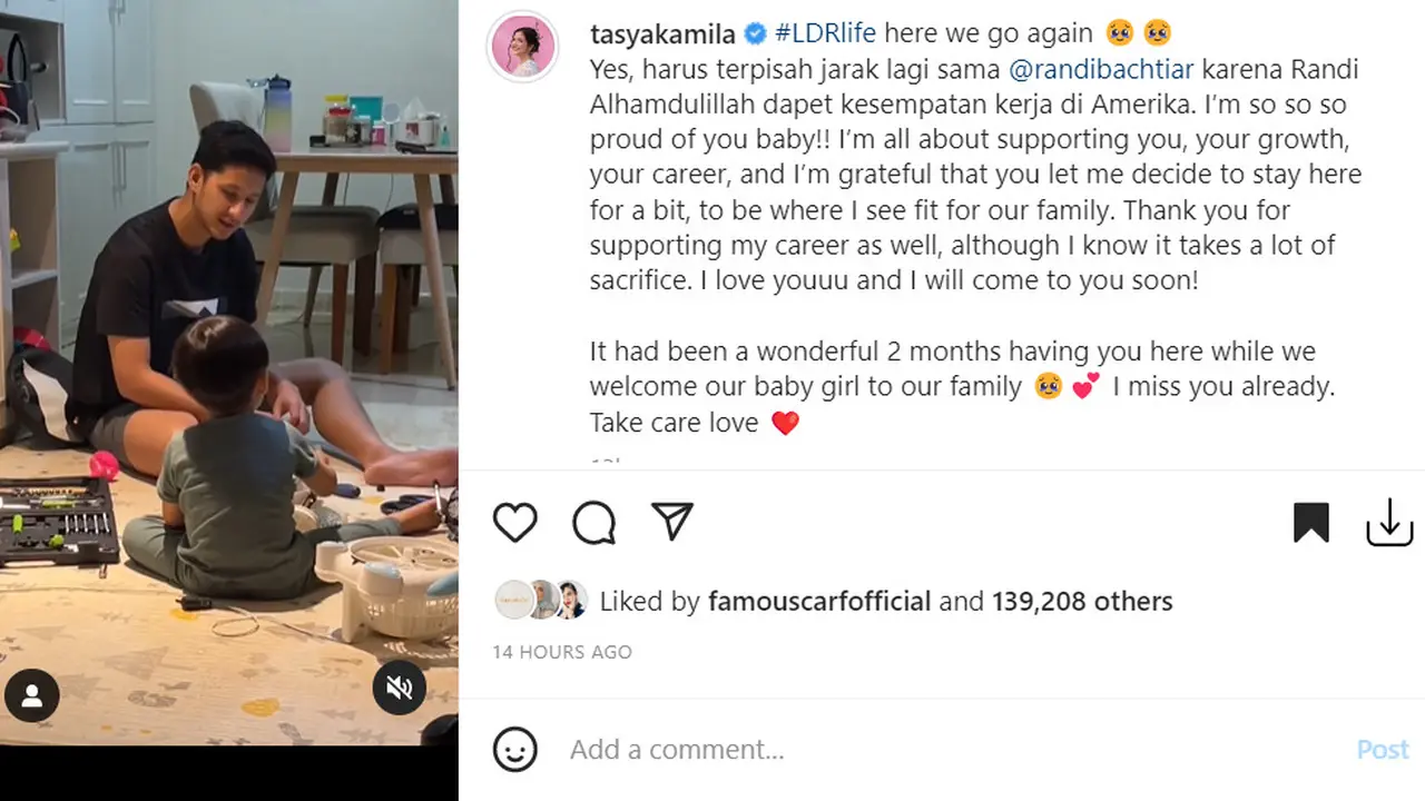 Suami Tasya Kamila Bekerja di Amerika Serikat, LDR Lagi dengan Anak dan Istri - ShowBiz Liputan6.com