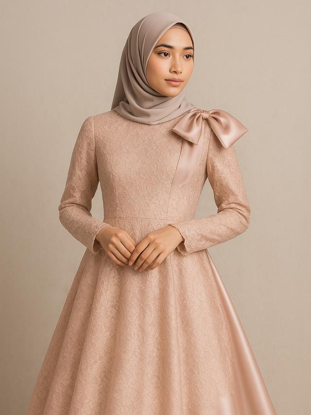 7 Gamis Brokat Princess dengan Detail Pita Manis, Tampil Anggun Seperti ...