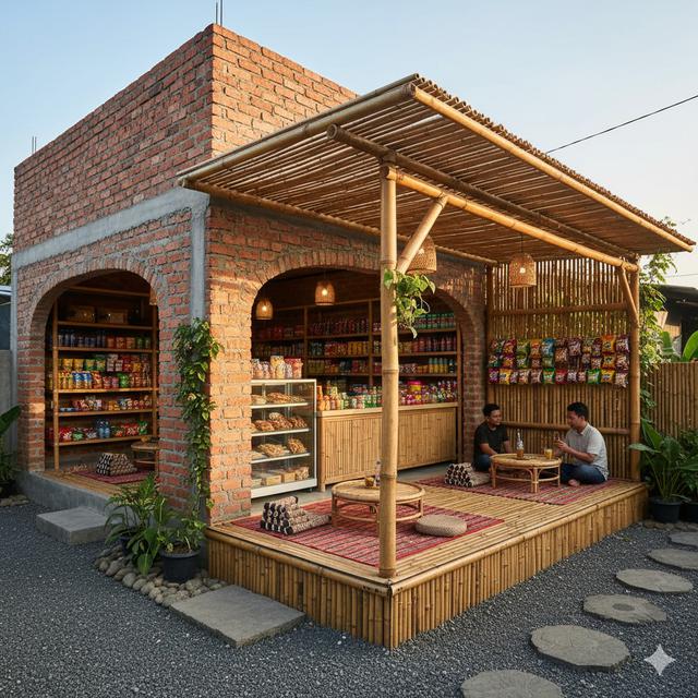 7 Desain Warung Sembako dari Batako dan Bambu, Cocok untuk Usaha ...