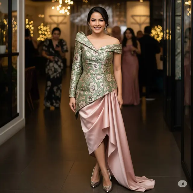 10 Model Brokat Pesta Kombinasi Satin Warna Pastel Terbaru 2025, Tampil ...