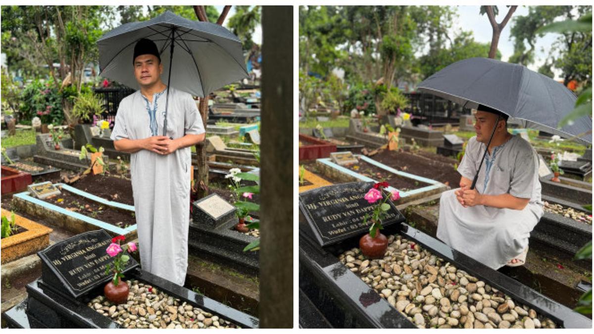 6 Potret Saipul Jamil Ziarah ke Makam Virginia Anggraeni, 14 Tahun ...