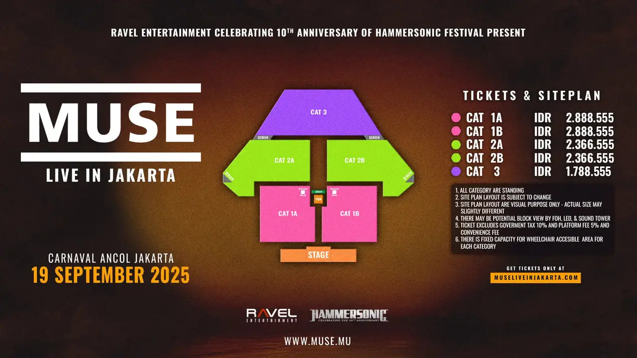 Daftar Harga Tiket Konser Muse Live in Jakarta, Mulai Rp1,7 Jutaan - ShowBiz Liputan6.com