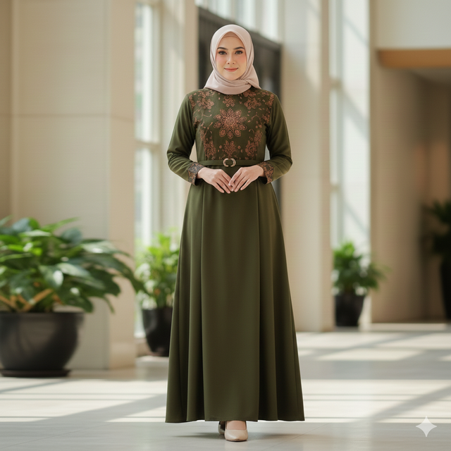 7 Model Gamis Batik Kombinasi Kain Polos Terbaru, Tampil Elegan tanpa ...