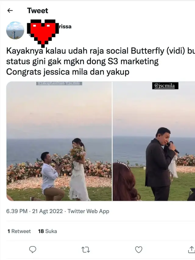 Jessica Mila Dilamar Yakup Hasibuan Trending di Medsos, Vidi Aldiano Dapat Gelar Raja Social ...