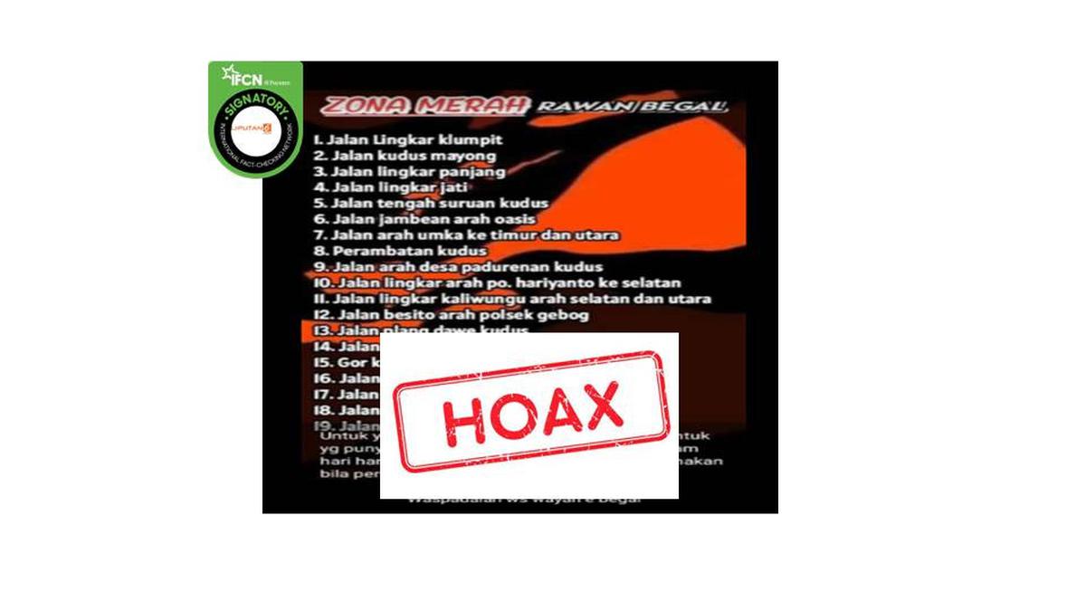 Cek Fakta: Hoaks Pesan Berantai Daftar Wilayah Rawan Begal di Kudus ...