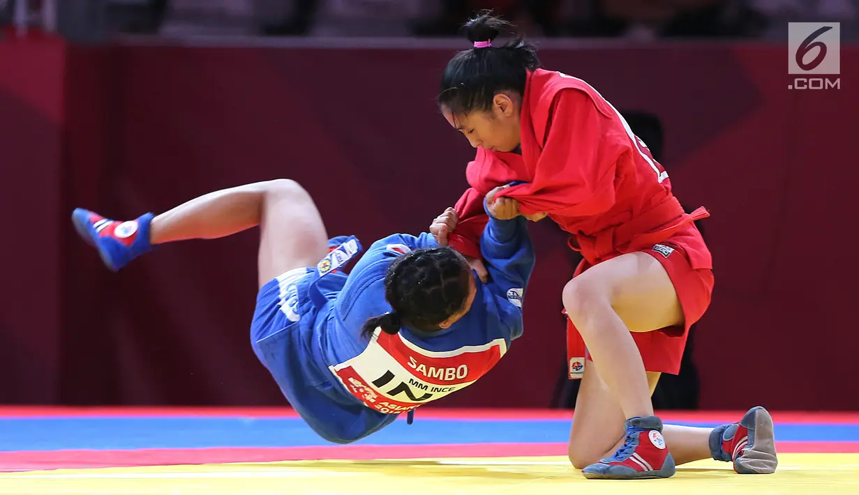 FOTO: Maria Magdalena Ince Tumbang di Semifinal Putri Sambo Asian Games ...