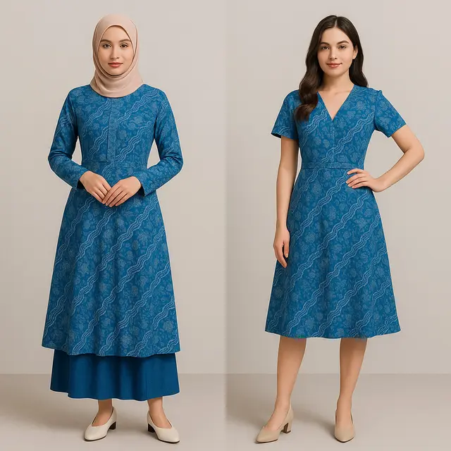 8 Inspirasi Batik Warna Biru Wanita Kekinian, Tampil Modis dan Tetap ...