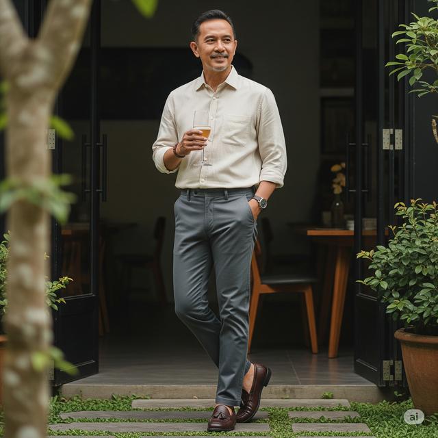 7 Model Fashion Cowok Usia 50an Terbaru 2025, Gaya Klasik Tetap Stylish