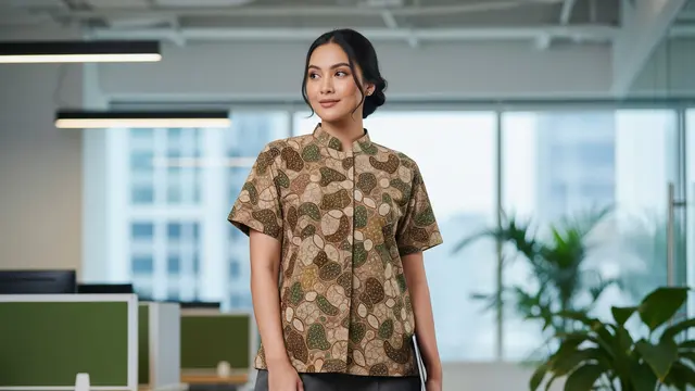 7 Kemeja Batik Wanita Kerah Shanghai Model Loose Fit untuk Kerja Casual ...