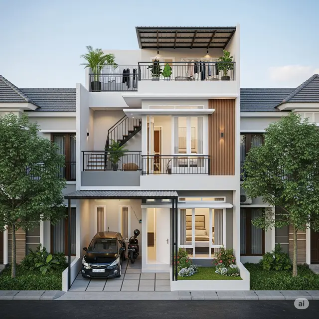 12 Ide Rumah Sederhana 2 Lantai yang Nyaman, Desain Cerdas untuk Lahan Sempit - Hot Liputan6.com