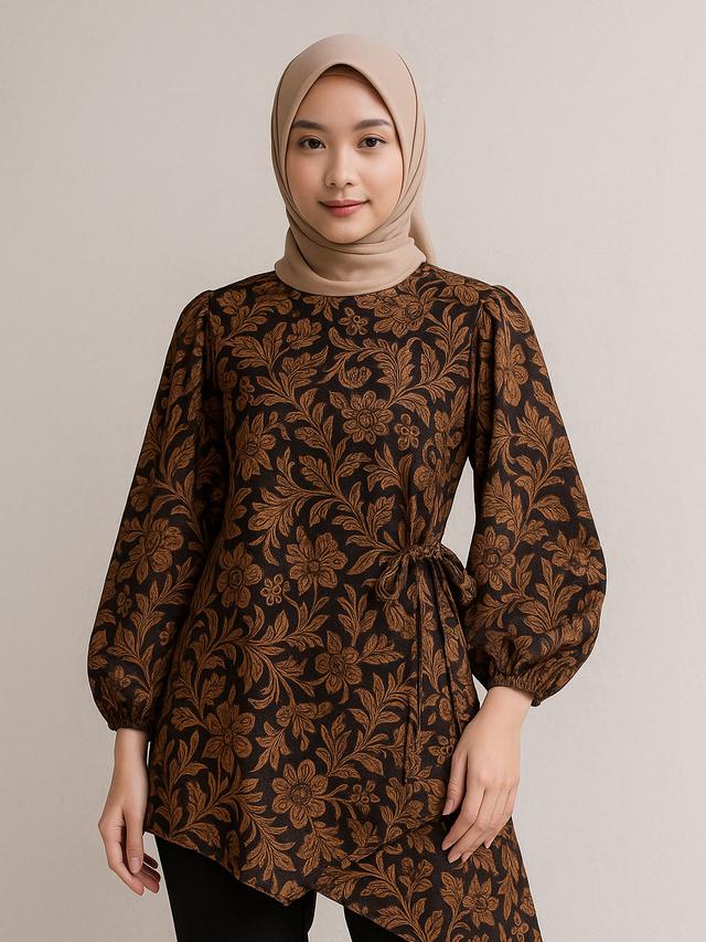 7 Model Tunik Batik Tali Samping Lengan Bishop yang Lagi Tren Sekarang ...