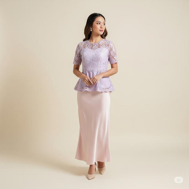 7 Inspirasi Blouse Brokat Floral Modifikasi Peplum untuk Tampilan ...