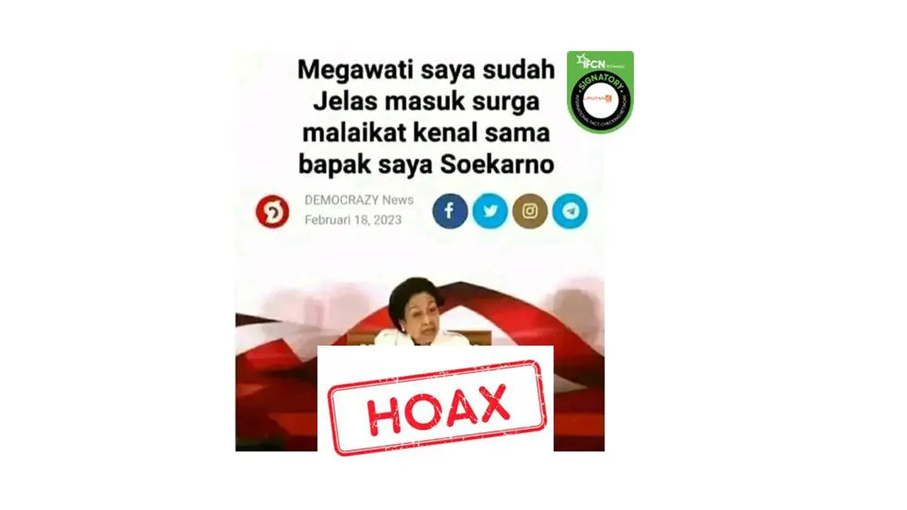 Cek Fakta: Tidak Benar Judul Artikel Megawati Jelas Masuk Surga karena Malaikat Kenal Soekarno ...