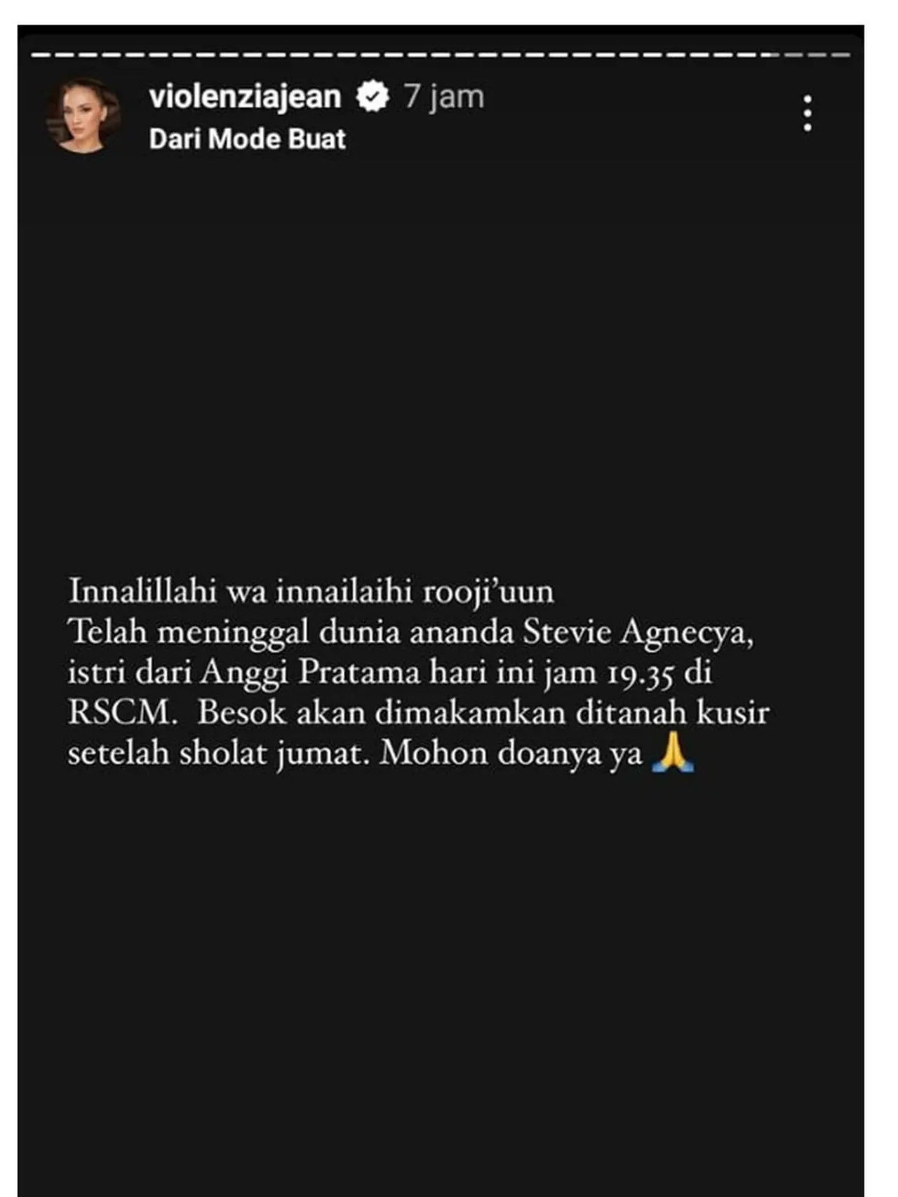 Stevie Agnecya Meninggal Dunia, Ini 8 Ucapan Duka Artis yang Sempat Tak ...