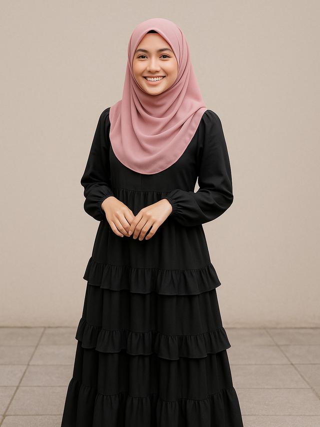 10 Model Gamis Hitam Terbaru 2025 dan Hijab Padanannya, Tampil Elegan ...