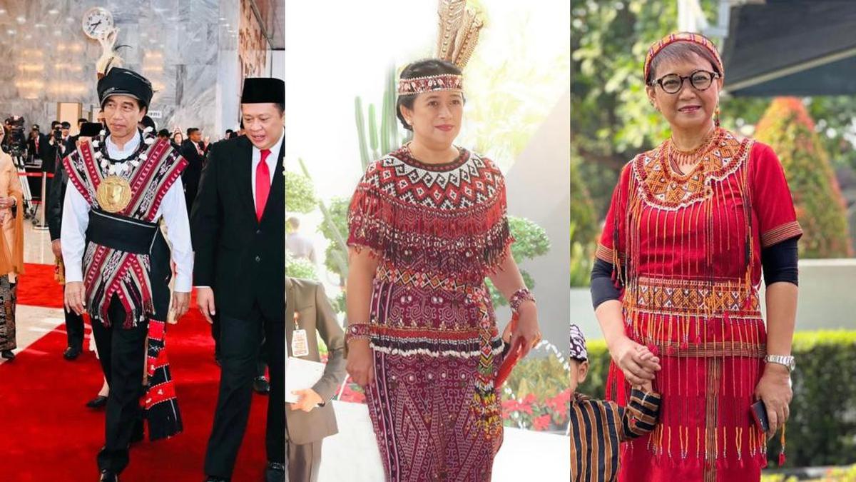 10 Gaya Pejabat Pakai Baju Adat di Sidang Tahunan MPR 2023, Jokowi, Puan Maharani hingga Retno ...