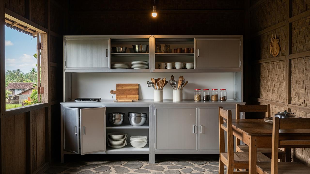 6 Model Lemari Dapur Aluminium Minimalis, Praktis dan Multifungsi