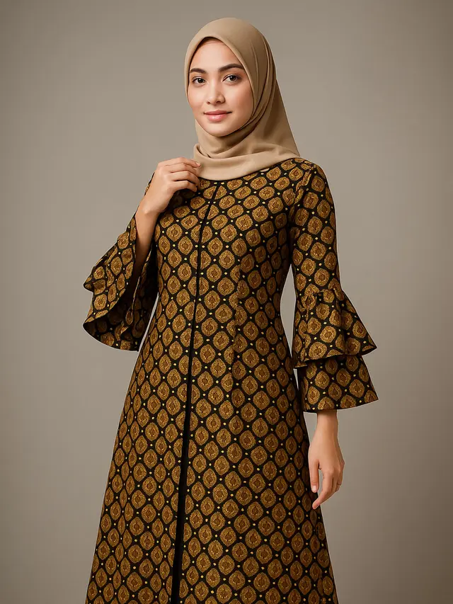 7 Model Baju Batik Lengan Lonceng Dua Tingkat Motif Kawung Modern ...