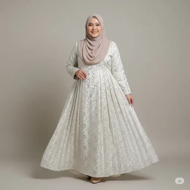 10 Rekomendasi Model Gamis Brokat untuk Perut Buncit, Tetap Tampil ...