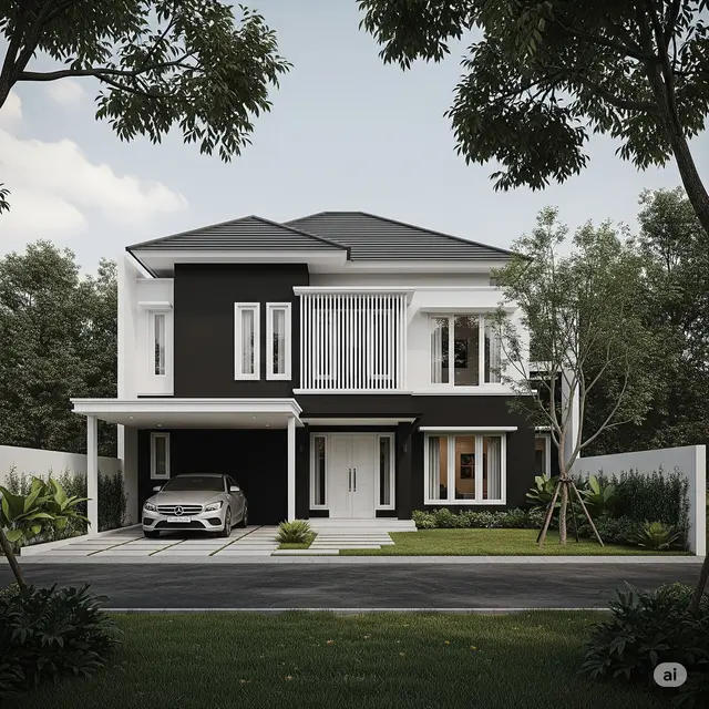 12 Inspirasi Cat Rumah Hitam Putih Sederhana, Elegan, Minimalis, dan ...
