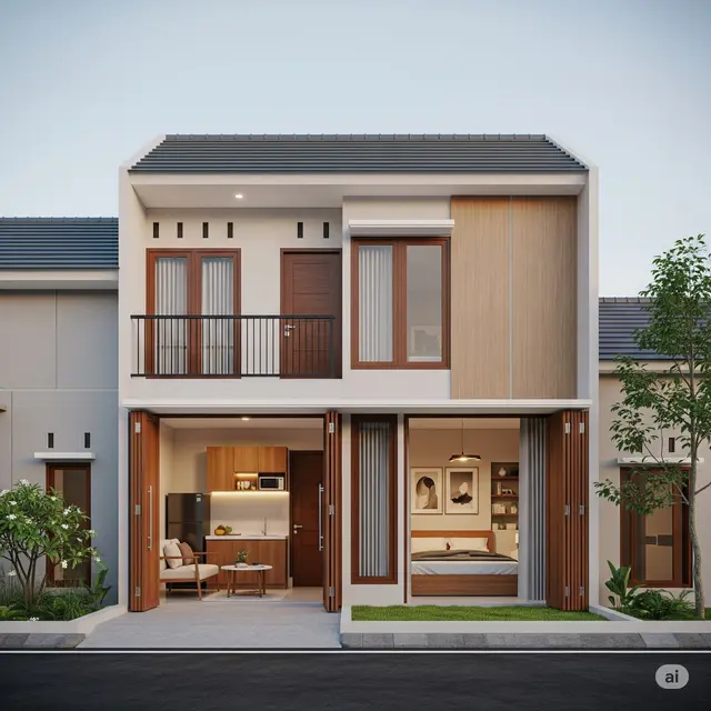 12 Ide Rumah Sederhana 2 Lantai yang Nyaman, Desain Cerdas untuk Lahan Sempit - Hot Liputan6.com