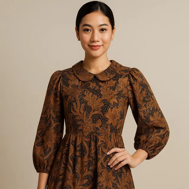 7 Model Dress Batik Kerah Balon Kekinian, Bikin Penampilan Makin Manis ...