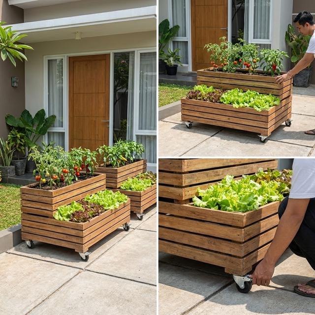 9 Desain Kebun Sayur Minimalis Depan Rumah Pakai Box Planter Kayu, Tren ...