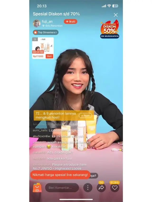 Fuji Menjual Lebih dari 3 Ribu Produk dalam Sesi Perdana Streaming di ...